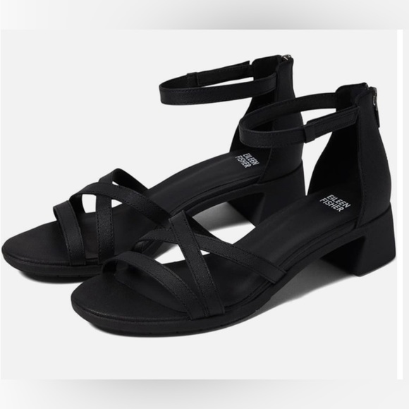 Eileen Fisher | Shoes | Eileen Fisher Noni Black Leather Ankle Strap ...